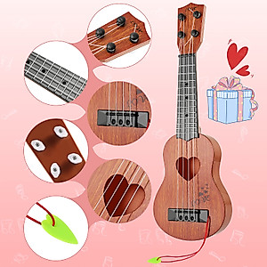 Kids Toy Guitar, Ukulele Beginner Musical Instrument, Easy to Hold 17 inches with 4 Adjustable Strings Mini Guitar for Skill Improving Early Educational Pre School Children Toddler