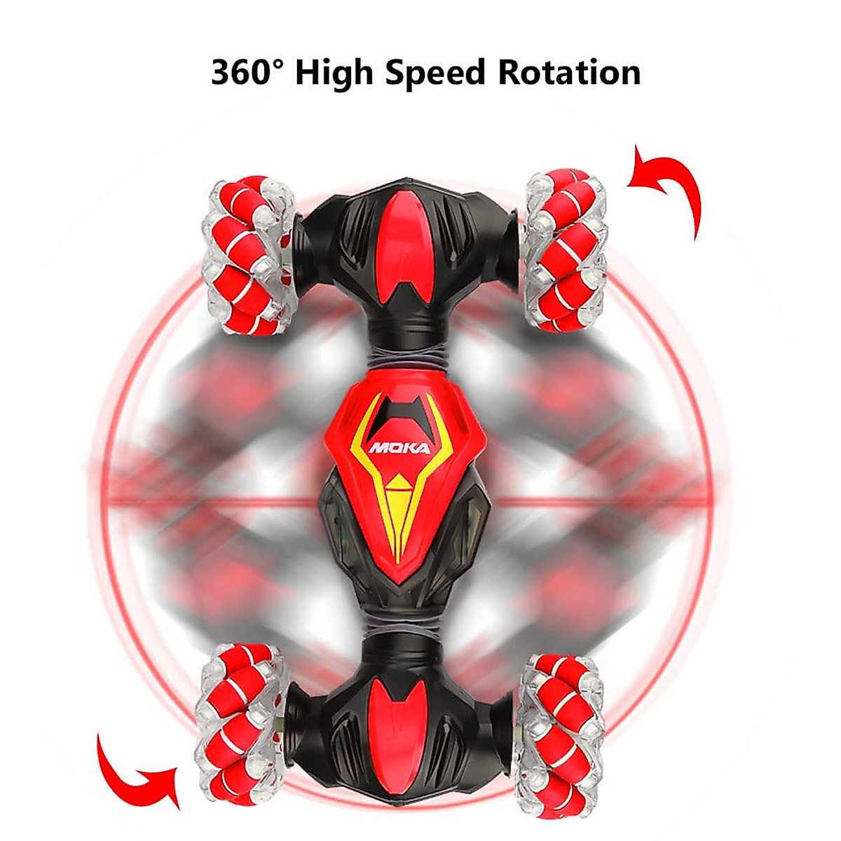 HDZXC All-Terrain Remote Control Car,RC Stunt Car,Deformable Off Road Truck,360 ° Flips Twisting Climbing Vehicle,Double Sided Rotating Race Car with Lights,for Kids