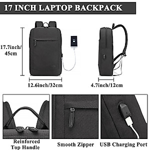 VASCHY 17 inch Laptop Backpack for Men with USB Port Lightweight Slim Business Backpack