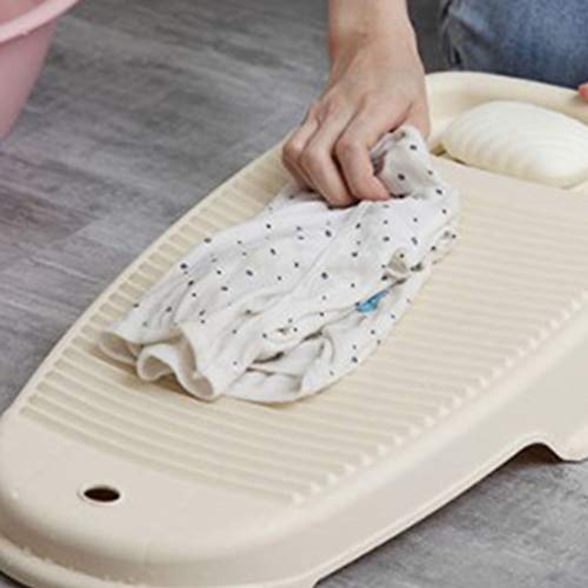 Operitacx Washing Board Antiskid Washboard Plastic Washing Scrubbing Board Thickened Laundry Washboard Household Cleaning Tool for Washing Clothes Home Laundry Khaki Hand Underwear Washboard