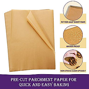 200 Pcs Unbleached Parchment Paper Baking Sheets, 12 x 16 Inch, Precut Non-Stick Parchment Sheets for Baking, Cooking, Grilling, Air Fryer and Steaming - Unbleached, Fit for Half Sheet Pans