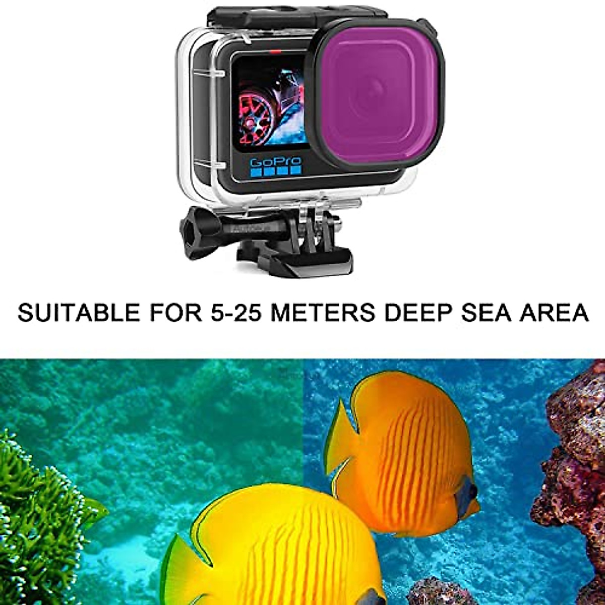 FitStill Waterproof Housing for Go Pro Hero 11 Black/Hero 10 Black/Hero 9 Black,Protective 60m Underwater Dive Case Shell with 3 Pack Filters