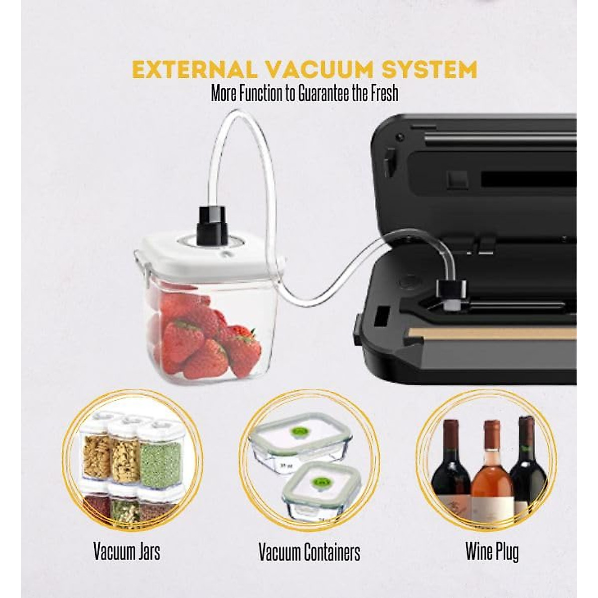 2023 Model B Megawise Powerful & Compact Vacuum Sealer Machine One-Touch Automatic Food Sealer 4 Food Types (Cold Wet Moist Dry) & 3 Bag types (Thick Medium Thin）OMNI MACHINE (Black)