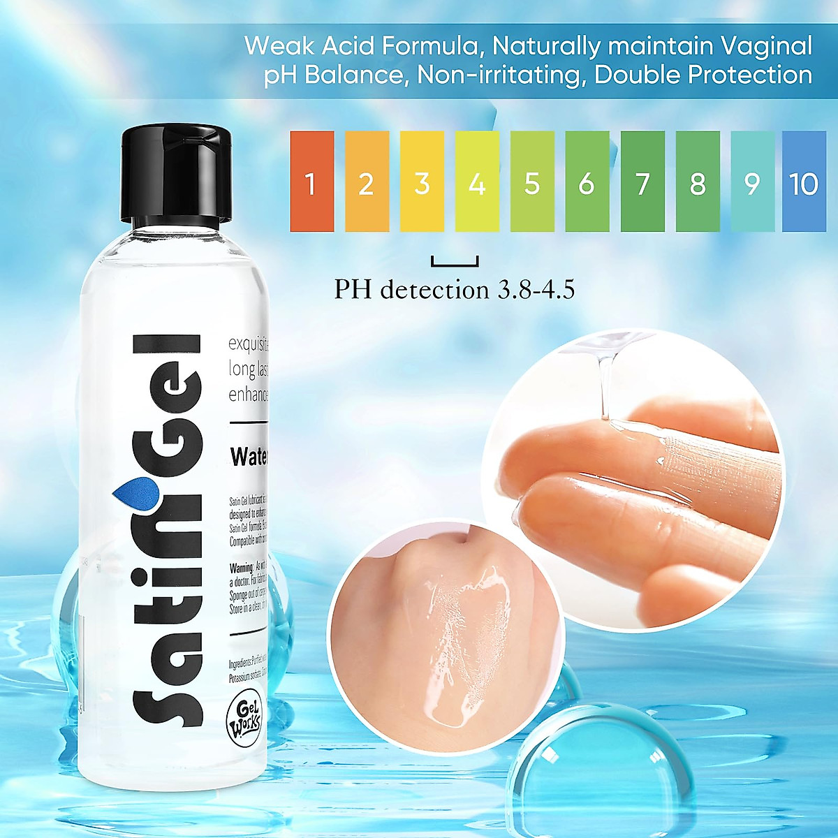 SATIN GEL Water-Based Personal Lube, Sex Lubricant, Lube for Men, Women and Couples, Plant-derived Lubricant, Toy & Condom Compatible 2 Pack