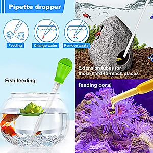Damrcnn 5 10 Gallon Small Fish Tank Aquarium Vacuum Siphon Pump Gravel Cleaner Water Changer with Long Hose and Coral Feeder Pipettes Dropper Betta Fish Tank Accessories Cleaning Tools kit-Red