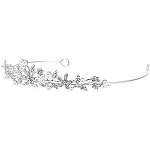 Hairpin 2pcs Tiara Crystal Tiaras Delicate Silver Headdress Hairband Pegeant Hair Women Prom Chic Girls Princess Wedding White Queen Woman Accessory Headband Crowns for Bridal (Color : White, Size : (
