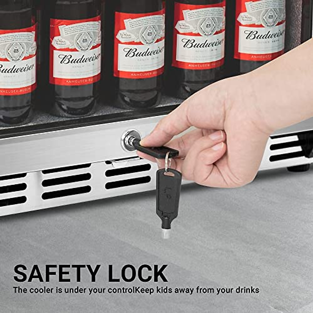 ICEJUNGLE Beverage Refrigerator, 24 inch Beverage Refrigerator Cooler, Built-in or Free Standing 160 Cans Under Counter Beverage Beer Fridge for Outdoor, Kitchen and Home use