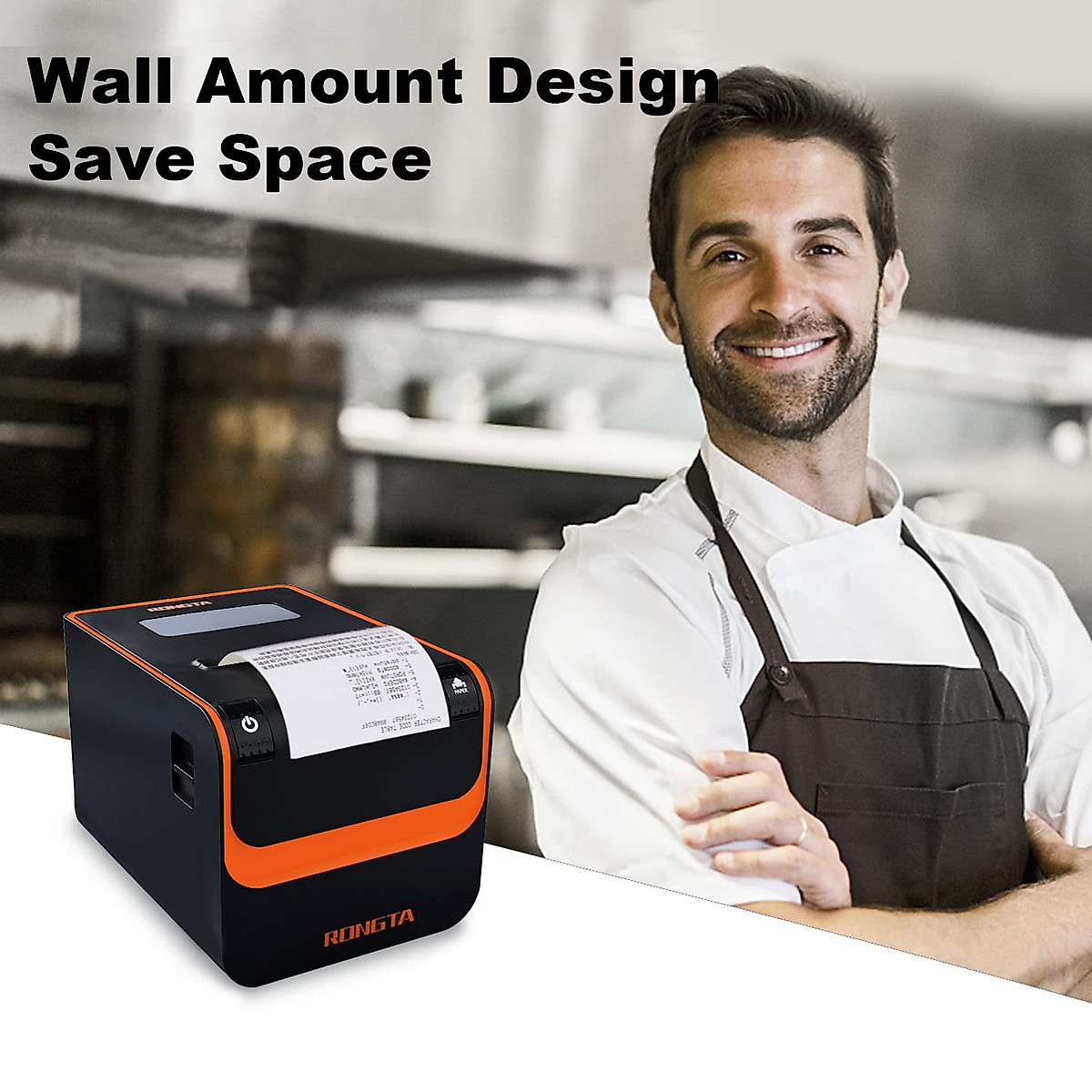 Rongta POS Printer, 80mm Direct Thermal Receipt Printer with Auto Cutter, USB Serial Ethernet Interface, Support Windows/Mac/Linux Cash Drawer, Restaurant Kitchen Printer for ESC/POS (RP332)