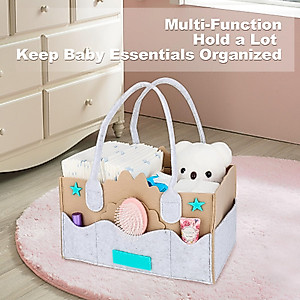 CONDRA FIELD Diaper Caddy Organizer, Nursery Storage Basket for Baby,Portable Diaper Holder for Changing Table and Car,Newborn Essentials Boy Girl Shower Gift Basket.