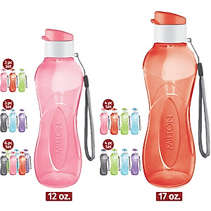 MILTON Water Bottle Kids Reusable Leakproof 17 Oz 4-Pack Plastic Wide Mouth Large Big Drink Bottle BPA & Leak Free with Handle Strap Carrier for Cycling Camping Hiking Gym Yoga - Pastel Colors