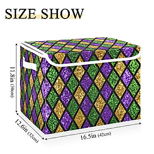 Joisal Shiny Paillettes Fabric Storage Box with Lid Blanket Storage for Closet
