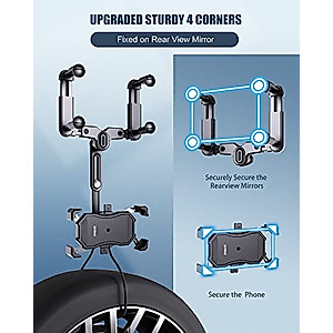 Lonbor Phone Mount for Car【Big Rear Mirrors Friendly】 Rear View Mirror Phone Holder,【2023 Upgraded 4 Clip More Stable】 360 Rotatable and Retractable Car Phone Holder Fit All Mobiles & Vehicles