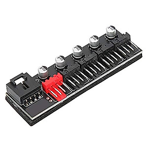 Wider Wiring Expand The 4‑pin Interface 4Pin Fan Hub, 1 to 5 Hub for CPU Motherboard Fan + Capacitor
