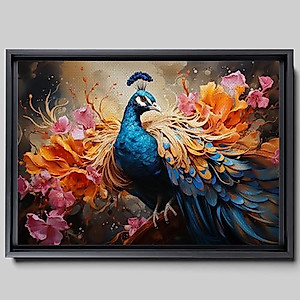 Abstract Colorful Peacock Texture Canvas Prints, Original Animal Portrait Prints Palette Knife Modern Minimalist Bedroom Wall Art Decor, Decor Canvas, Home Decor