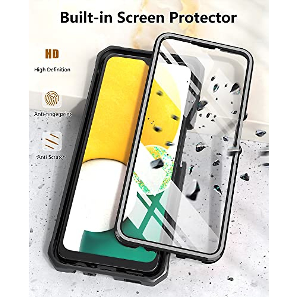 for Samsung Galaxy A13 5G Case: TPU Soft Shock Proof Protection | Matte Textured Design Shell - Heavy Duty Military Grade Rugged Cell Phone Protective Cover with Kickstand for A13 5G (Black)