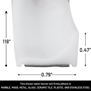 118 Inch Collapsible Shower Threshold Water Dam Adhesive Silicone 0.47 High Shower Dam Water Stopper Barrier For Bathroom Kitchen Splash Guard Edge Trim Strip For Dry and Wet Separation (White)