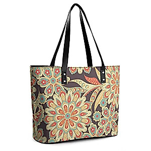 Womens Handbag Flowers Blossom Leather Tote Bag Top Handle Satchel Bags For Lady