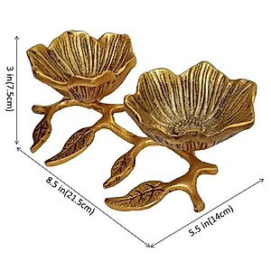 Purpledip Metal Serving Bowls Set: Flower Design Tray Platter,Gold (12514)