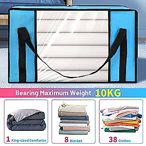 GARPROVM 3PCS Large Storage Bags, Clothes Storage Bag with Lids and Handle, Foldable Closet Organizer Storage Oxford Bag cloth for Clothing Sweaters Comforter Blanket Pillows Toys