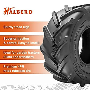 HALBERD Set of 2 15x6.00-6 Tractor Tires Lawn Mower Garden Tires 4PR Great Traction for Garden Tractors Riding Mower Golf Cart Excavators