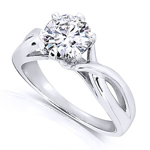 Kobelli Round Moissanite Solitaire Engagement Ring 1 CTW 14k White Gold, Size 5