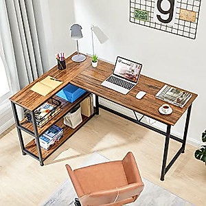 GreenForest Large L Shaped Desk 55x39.4 inch Reversible Corner Gaming Computer Desk and File Cabinet 2 Drawers Wooden Vertical Filing Cabinet with Lock