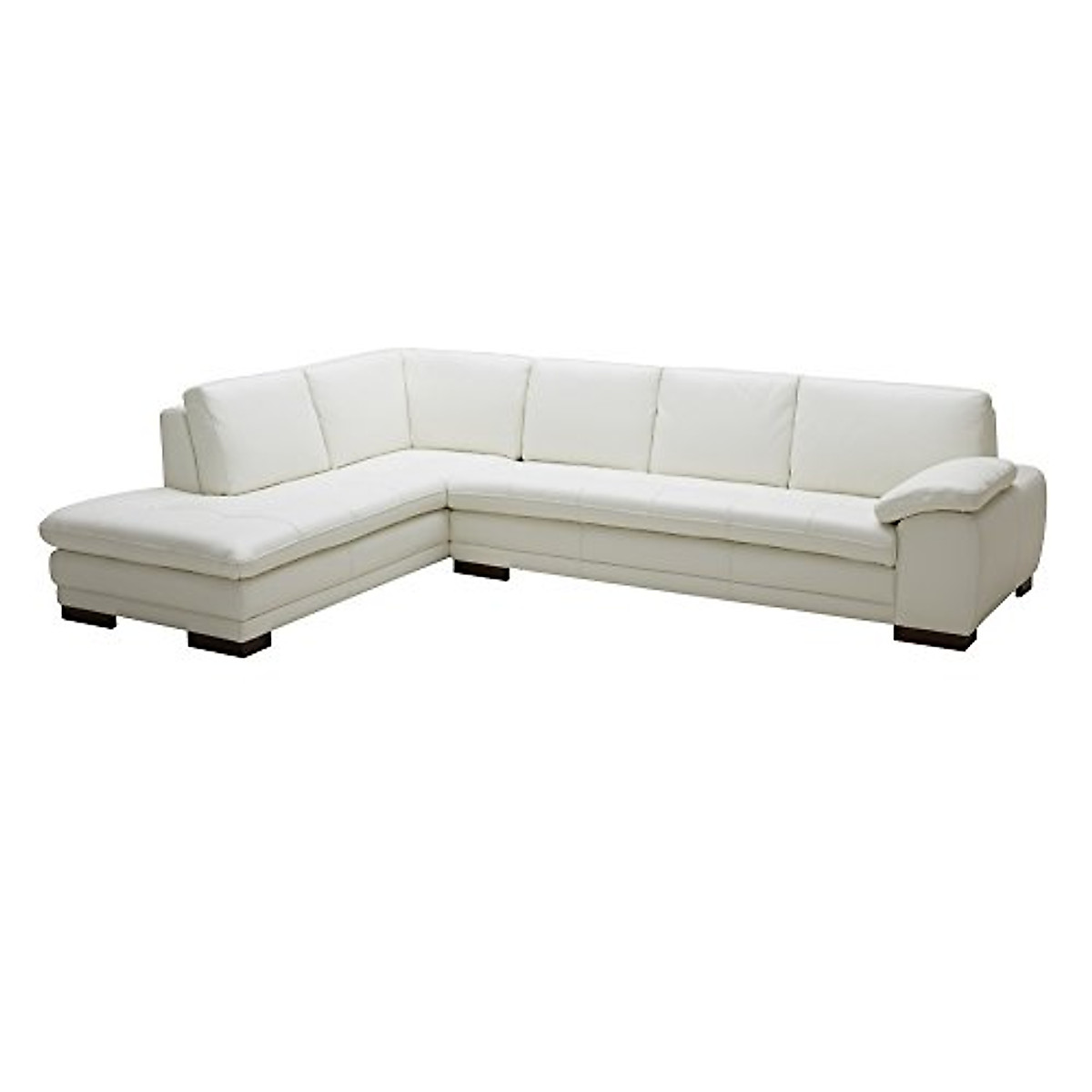 J and M Furniture 625 Italian Leather Sectional White, Transitional