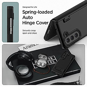 VRS DESIGN Phone Case for Galaxy Z Fold 5 5G (2023) [Terra Guard Modern], Premium Modern Neat Style [Anti Scratch Hinge Protection] Case with Tempered Glass Screen Protector Matte Black