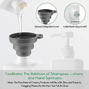 15oz Pump Dispenser for Bathroom, INSFIT Refillable Plastic Pump Bottles, Dish Soap Dispenser for Kitchen Sink, Hand Soap Dispenser, Laundry Detergent Dispenser with Waterproof Labels, 2 Pack White