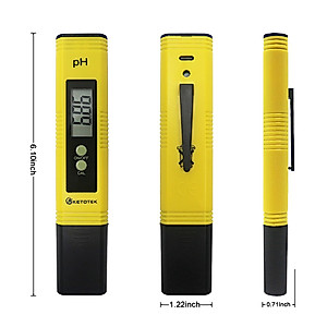 KETOTEK Digital PH Meter, PH Meter with ATC, Water PH Test Meter with 0.00-16.00ph Measure Range for Drinking Water, Hydroponics, Aquariums, Swimming Pools. High Accuracy 0.01 PH Pen Tester…