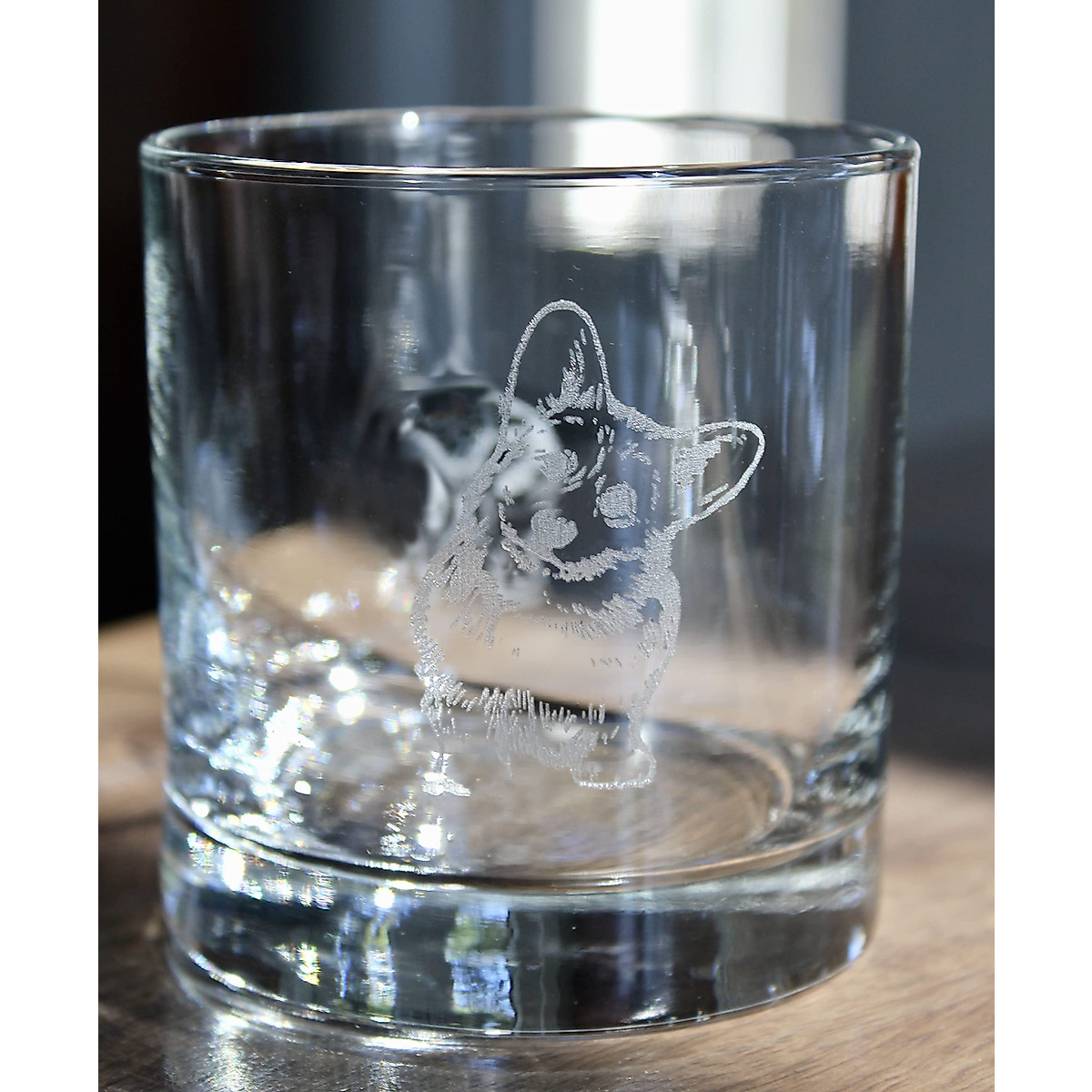 HullSpeed Designs Corgi Butt - 2 Sided Engraved Rocks & Whiskey Glasses (Set of 2)