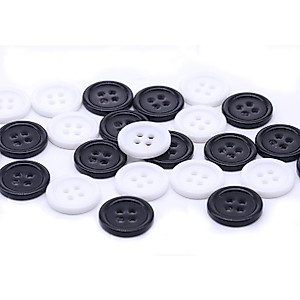 GANSSIA 5/8 Inch 4 Holes Black Buttons 15mm Sewing Round Button for Craft Pack of 160 Pcs