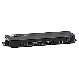 Tripp Lite 4 Port DisplayPort USB KVM Switch, Quad Port DP USB KVM Switch, 4K 60 Hz, HDR, HDCP 2.2, DP 1.4, USB 3.0 Cables, Black (B005-DPUA4)