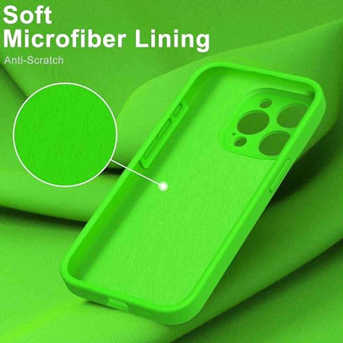 DorisMax for iPhone 14 Pro Max Case with Screen Protector - Upgraded Camera Lens Protector - Soft Full Coverage Liquid Silicone Cover - Scratch-Proof Protective Phone Case 6.7" - Bright Green