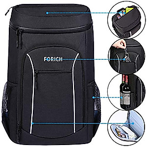 FORICH Cooler Backpack Portable Soft Backpack Coolers Insulated Leak Proof Large Cooler Bag for Men Women to Work Lunch Travel Beach Camping Hiking Picnic Beer Bottle Backpack, 30 Can (X - Black)