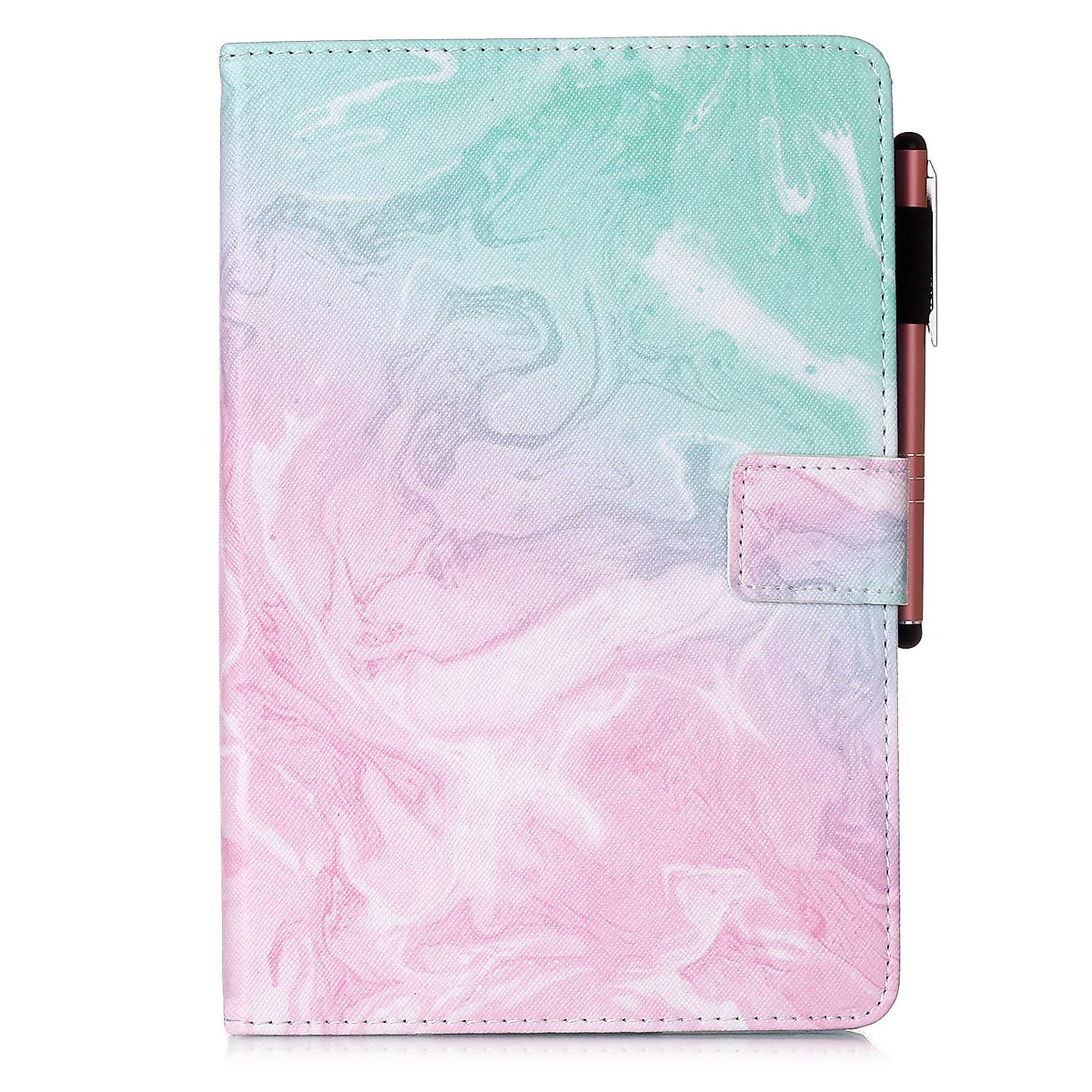 FANCITY iPad Mini 5 Case, Card Slot iPad Mini 4 Mini 2 Mini 3 PU Leather Case Smart Auto Wake Sleep Protective Cover with Kickstand Pen Holder for iPad Mini 2 3 4 5, Green Pink