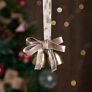 Keypan Velvet Champagne Ribbon Double-Sided Handmade Glossy Fabric Trim Wooden Spool Thin Ribbons for Christmas Tree Gift Wrapping Crafts Wedding Flower Bouquet 3/8 inch x 5YD 3 Rolls