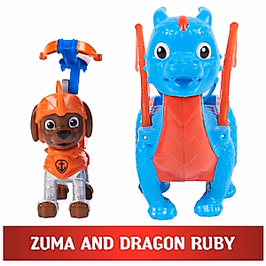 Paw Patrol, Rescue Knights Zuma and Dragon Ruby Action Figures Set, Kids Toys for Ages 3 and up