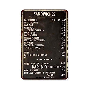 1940's Diner Menu Sign Restaurant Decor Diner Signs 50s Decoration Retro Home Vintage Plaque Wall Art Tin Kitchen Lunch Gift 8x12 Metal 208120068015