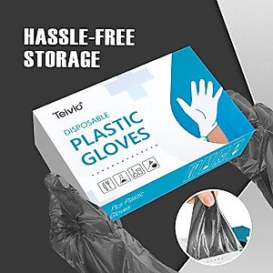 Teivio Disposable Gloves, 200 Pcs Plastic Gloves for Kitchen Cooking Cleaning Food Handling, Black