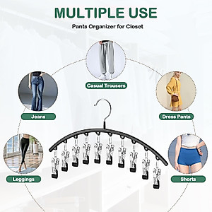 Legging Organizer for Closet,Pants Hangers, Metal Yoga Pants Hangers 2 Pack w/10 Clips, Space Saving Hanging Closet Organizer w/Closet Organizers and Storage for Pants Skirts Scarf Legging