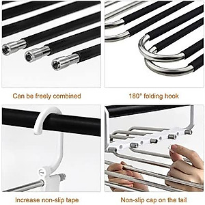 OZUAZ 2 Pack 9 Layers Pants Hangers Space Saving Trousers Hangars Space Saving Hanger Organizer Pant Hangers Multi-Functional Wardrobe Hanger Closet Pants Organizer