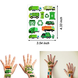 ATSMOICY 290 Pieces Garbage Truck Temporary Tattoo - Rubbish Truck Themed Party Supplies Waste Management Recycling Birthday Baby Shower Party Favors Fake Tattoos for Kids