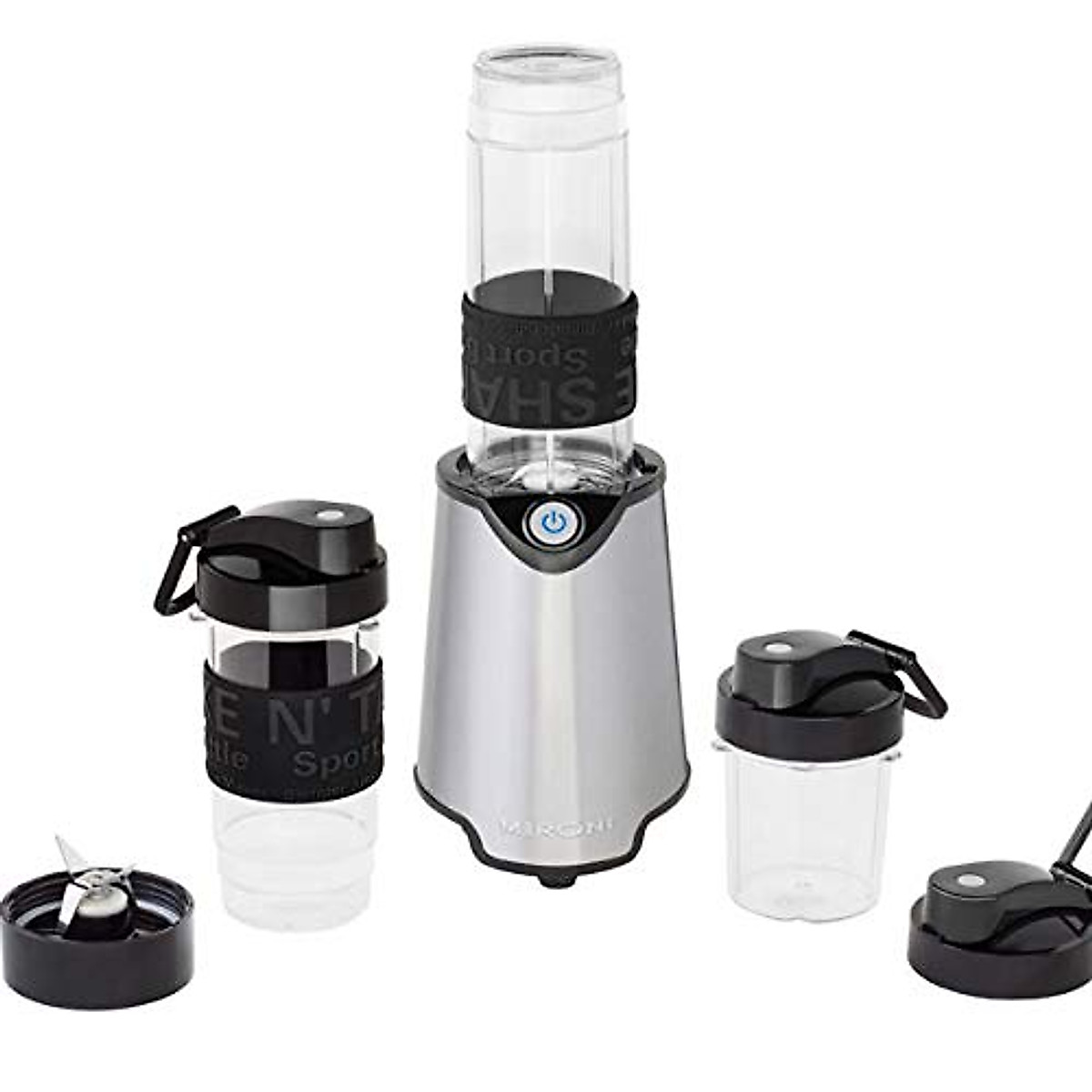 Mironi Personal Smoothie Blender 2-in-1 Single Serve Blender, Mini Bullet Blender 500W With 20 Ounce Tritan Sports Bottle and Grinder Cup for Juices, Shakes, Smoothies and More Stainless Steel