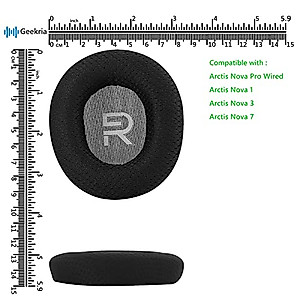 Geekria Comfort Mesh Fabric Replacement Ear Pads for SteelSeries Arctis Nova Pro Wired, Arctis Nova 1, Arctis Nova 3, Arctis Nova 7 Headset Earpads, Ear Cups Cover Repair Parts (Black)