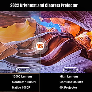 5G WiFi Bluetooth 5.2 4K Projector, WiMiUS Newest K1 Outdoor Video Projector Native 1080P 60Hz Projector Support 4P/4D Keystone, Zoom 500" Screen PPT 200,000H Works with PC DVD PS5 Smartphones