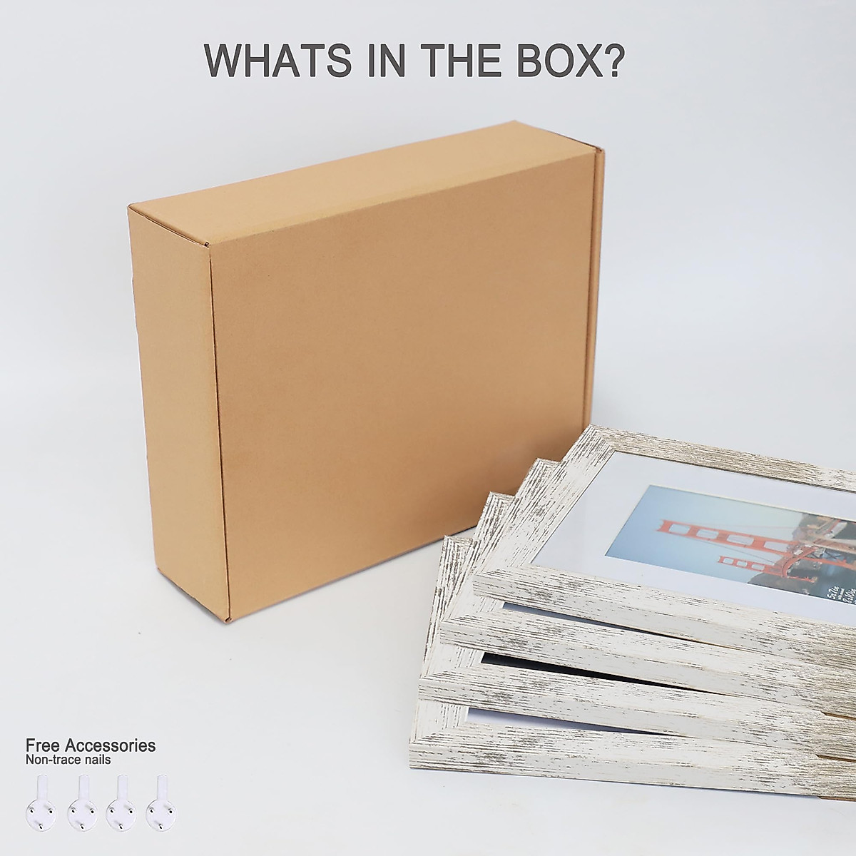 Hongkee 11x14 Picture Frame Distressed White Poster Frame 2 Pack, Display Pictures 8x10 with Mat or 11x14 Frame without Mat, Wall Gallery Photo Frames