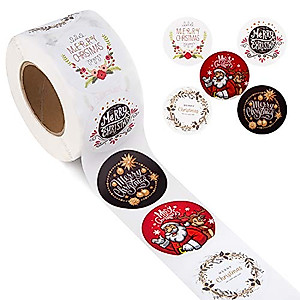 SAVITA 500 Pieces 3.8 cm Christmas Sticker Label, Envelope Stickers Presents Decorative Stickers Party Decoration Christmas Labels (5 Models)