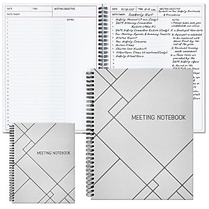Juvale 2 Pack Meeting Notebooks for Work Organization, Office and Daily Notes, 80 Sheets, Spiral Bound Planner (8.5 x 11 In)