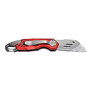 Superior Steel UK750 Folding Utility Pocket Knife Box Cutter with Belt Clip, Easy Release Button, Quick Change and Lock-Back Design